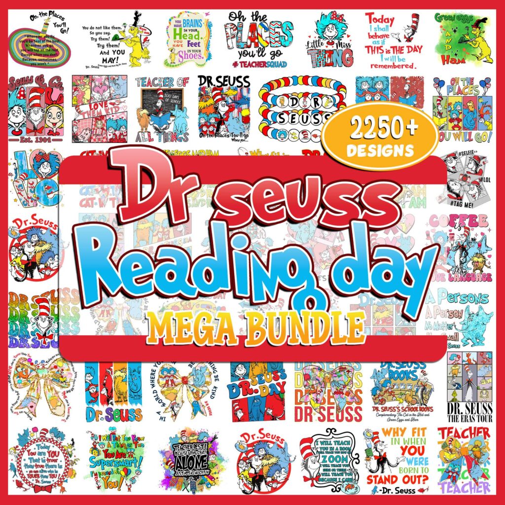 Dr seuss reading svg png mega bundle, dr seuss svg png, dr seuss book ...