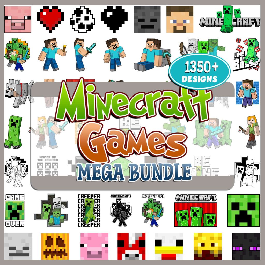 Minecraft game svg mega bundle, minecraft skins svg, minecraft logo svg ...