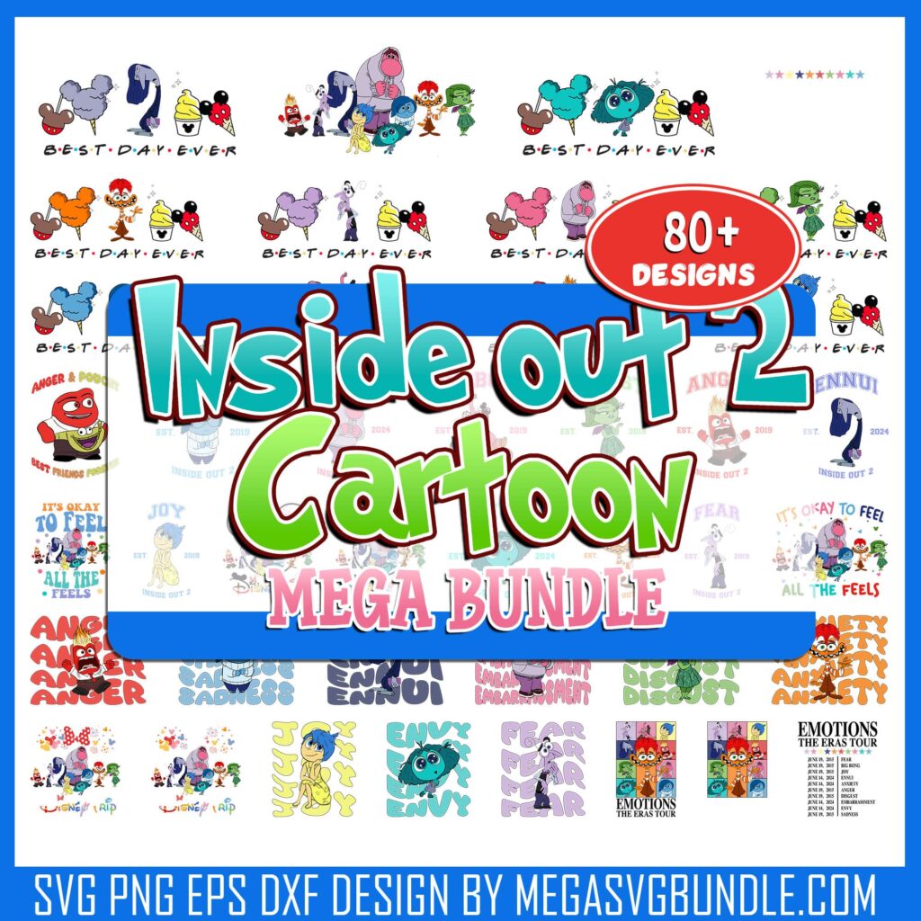 Inside Out 2 Disney SVG Mega Bundle, Disney Quotes SVG, Inside Out 2 ...