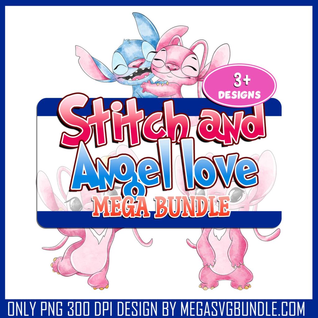 Stitch Angel PNG Mega Bundle, Stitch Love PNG, Stitch Love Angel PNG ...