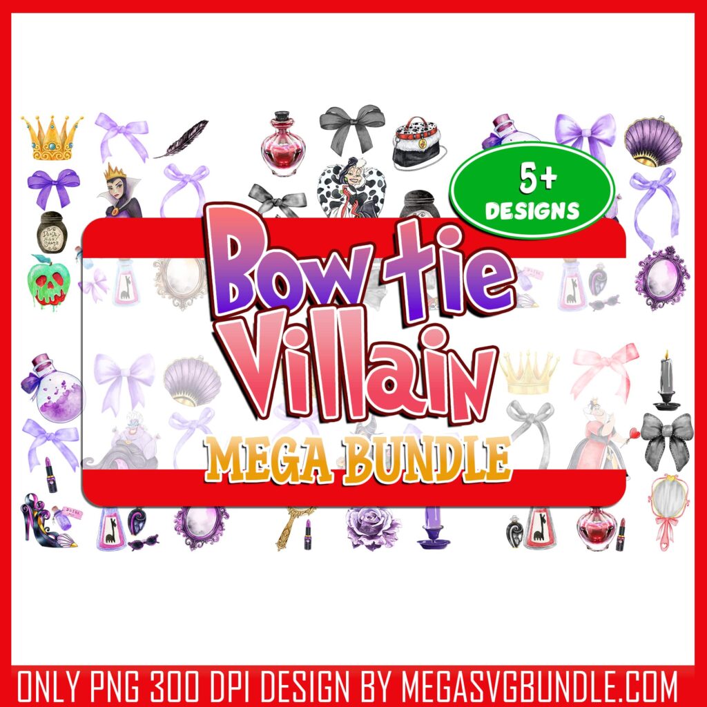 Villains Bow Tie PNG Mega Bundle, Disney Villain PNG, Bow Tie Disney ...