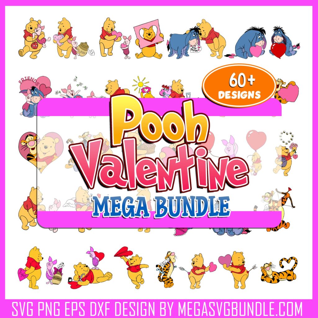 Pooh valentine svg mega bundle, pooh friends svg, valentine day svg ...