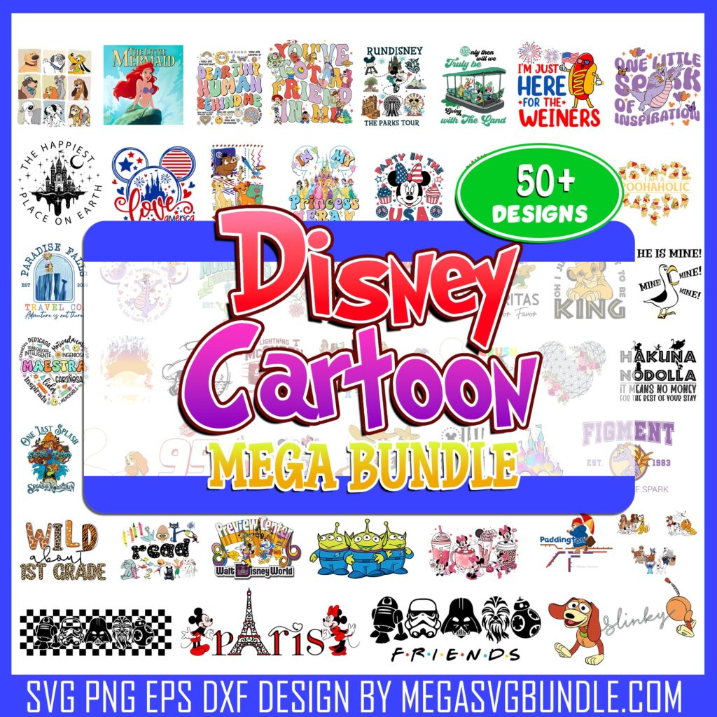 Cartoon disney svg png mega bundle, disney characters svg png, cartoon ...