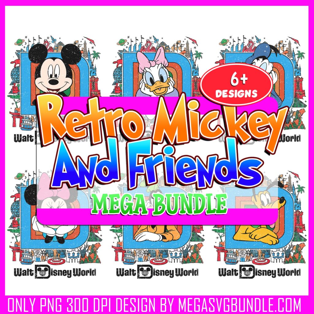 Retro disney mickey png mega bundle, mickey and friends png, retro ...