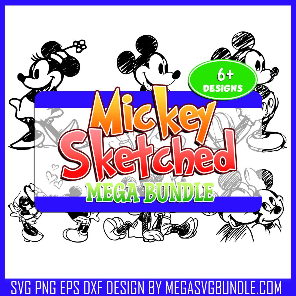 Mickey sketched svg mega bundle, mickey draw svg, mickey minnie svg ...
