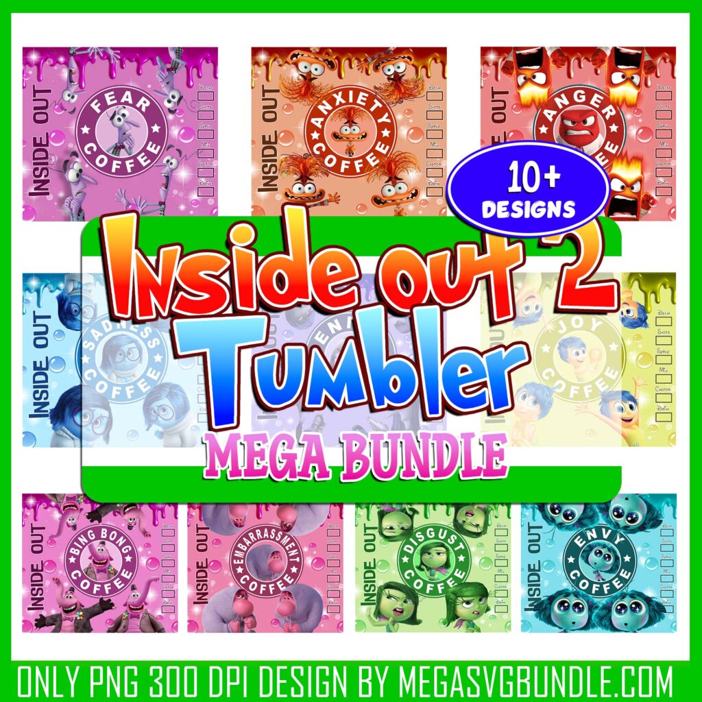 Inside out 2 tumbler png mega bundle, disney inside out png, disney ...