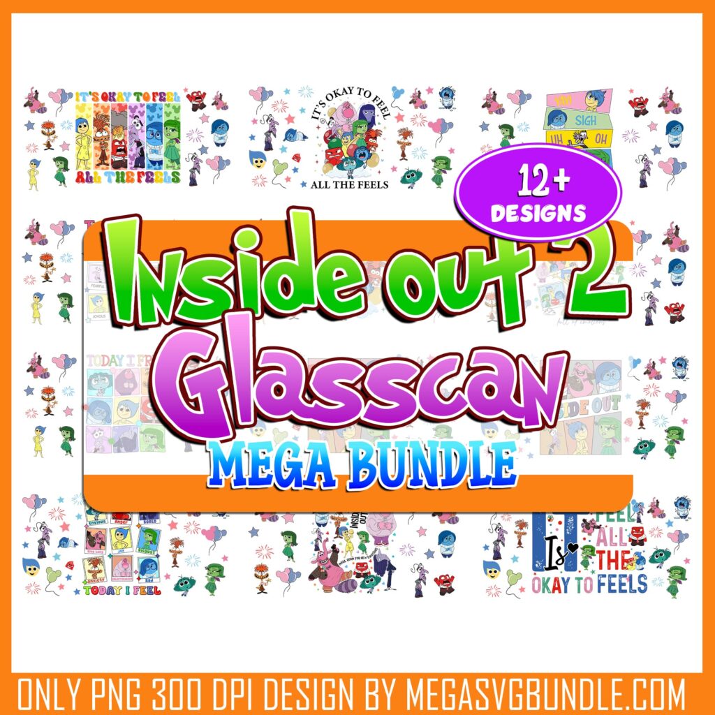 Inside out glasscan svg mega bundle, inside out 2 svg, disney feelings ...
