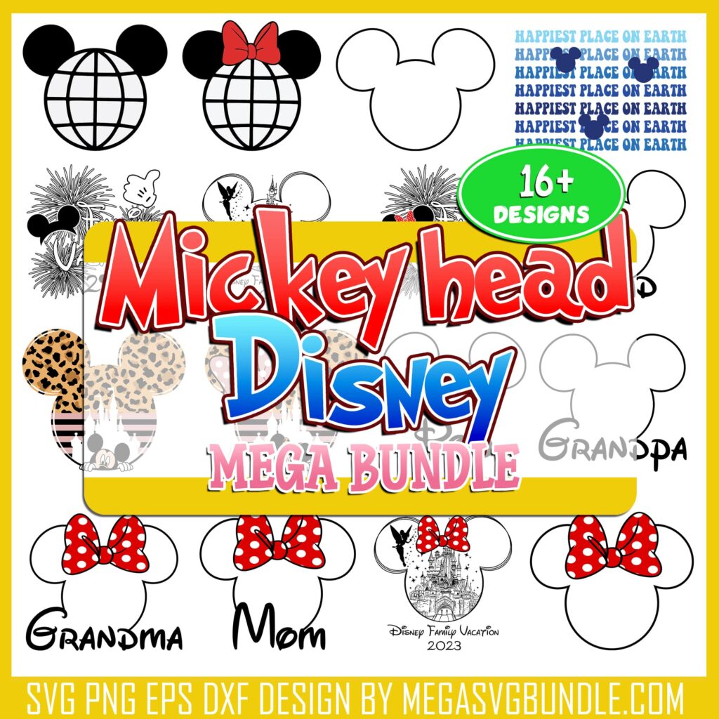 Disney head mickey svg mega bundle, mickey head svg, disney castle svg ...