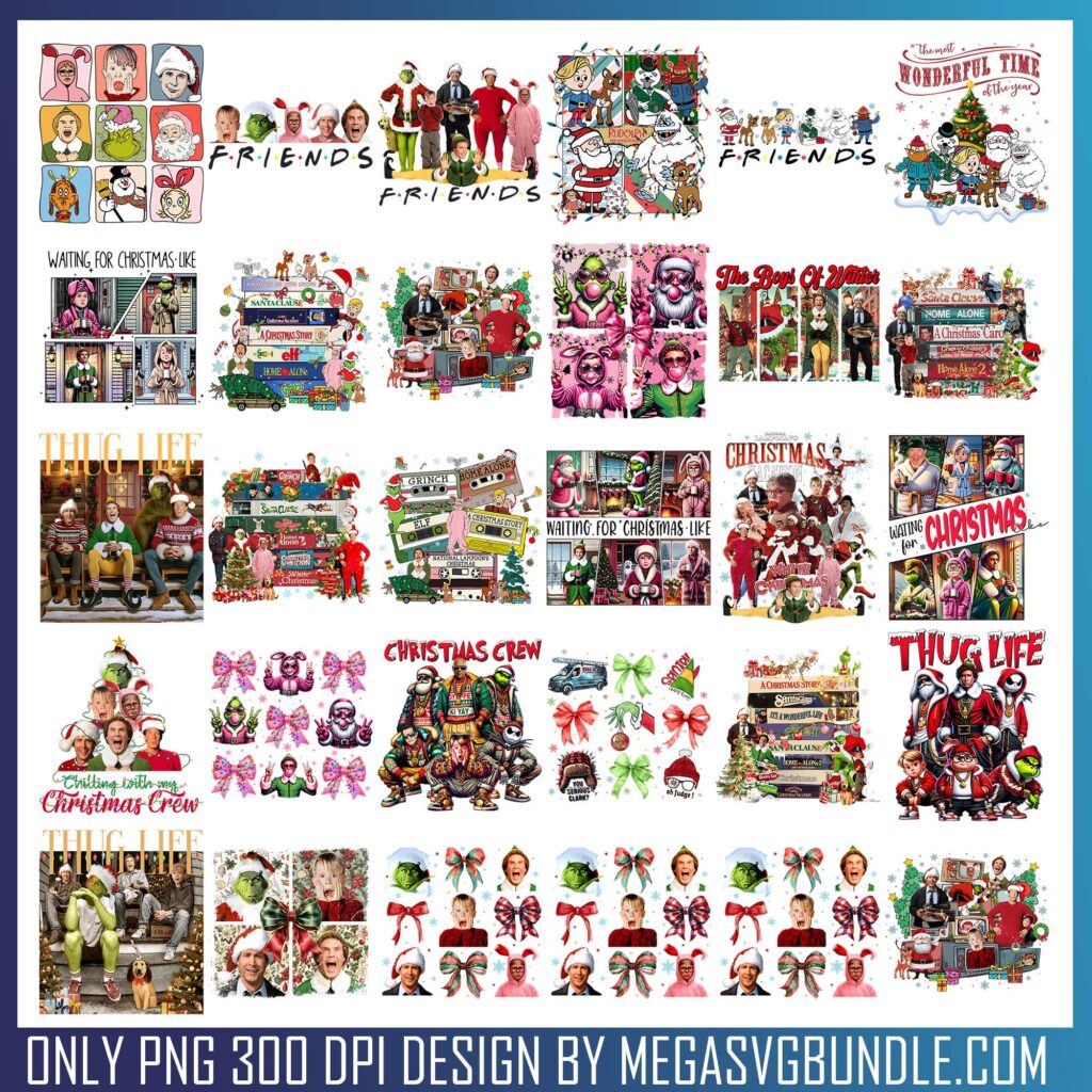Christmas friend png bundle, friends png, chrismas lights png - Mega ...