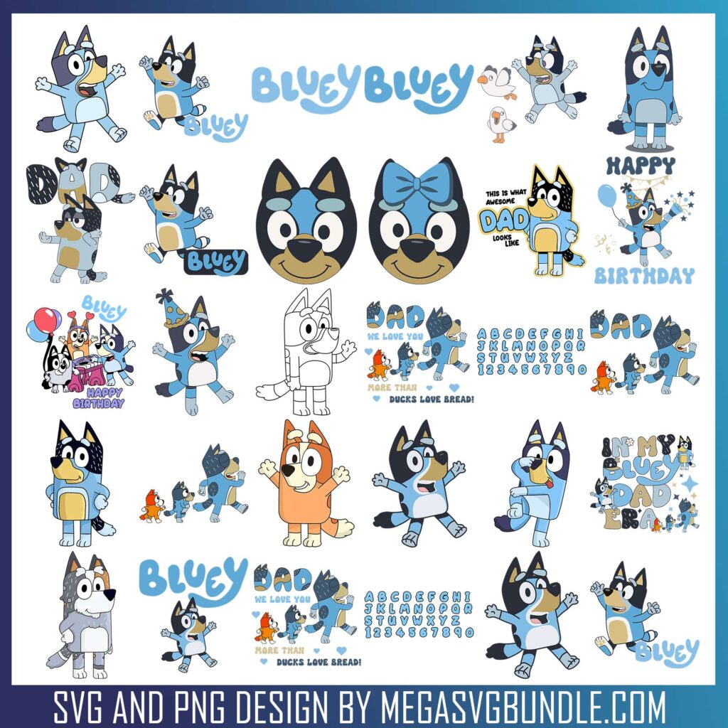 Bluey birthday svg bundle, bluey svg, happy birthday svg - Mega SVG ...