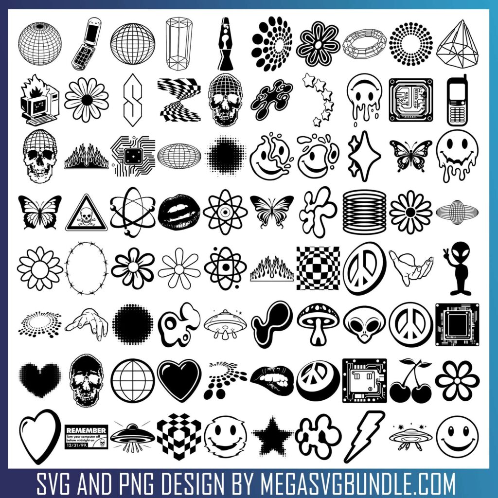 Y2K svg bundle, y2k style svg, y2k aesthetic svg - Mega SVG Bundle ...