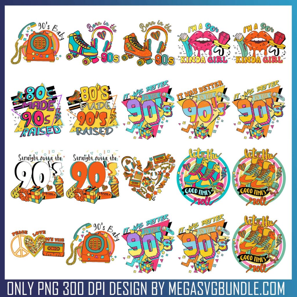 Retro 90s sublimation png bundle, 90s fashion png, 90s outfits png ...
