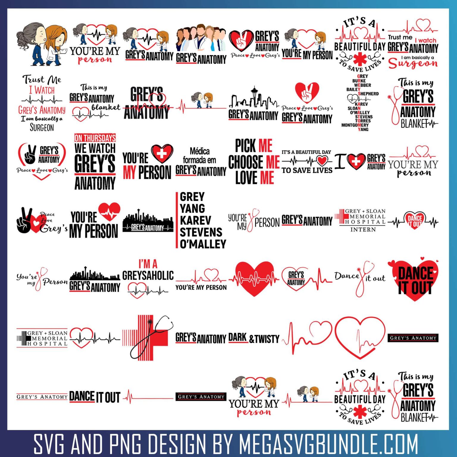 Grey anatomy svg bundle, grey's anatomy svg, greys anatomy cast svg ...