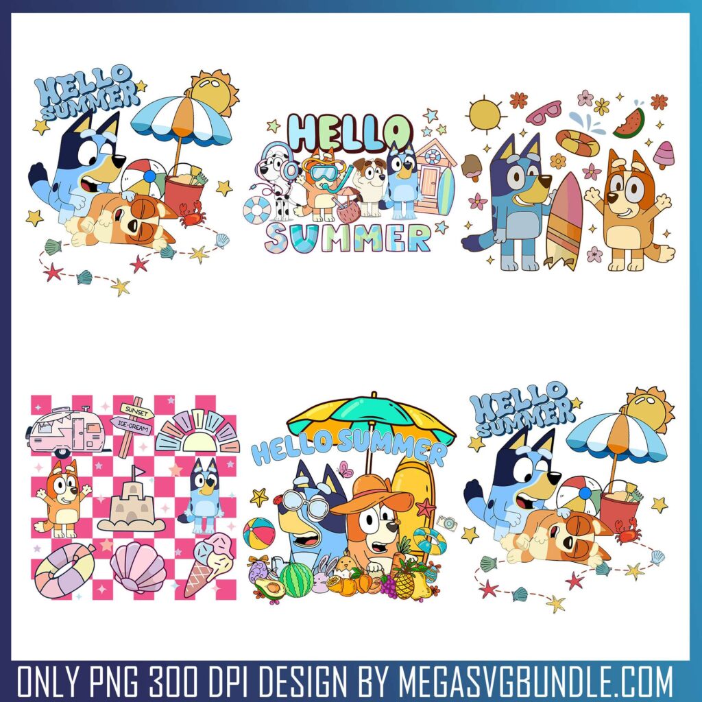 Bluey Bingo Hello Summer png bundle, watch bluey png, bingo bluey png ...