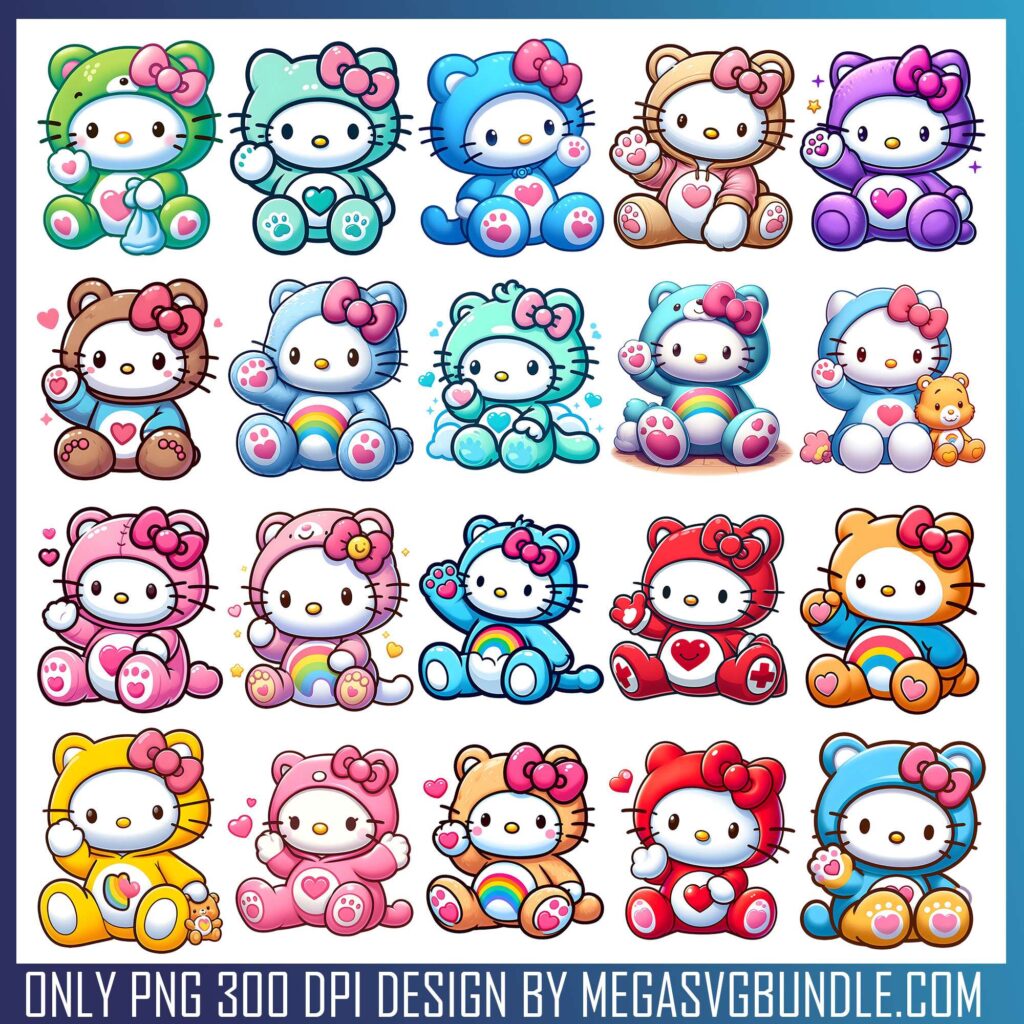 Hello Kitty Care Bear PNG bundle, hello kitty backpack png, care bears ...