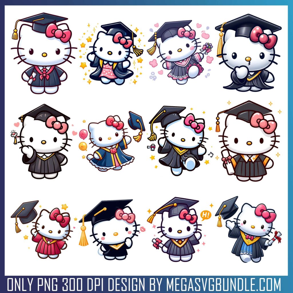 Hello Kitty Graduation set PNG bundle, hello kitty characters png ...