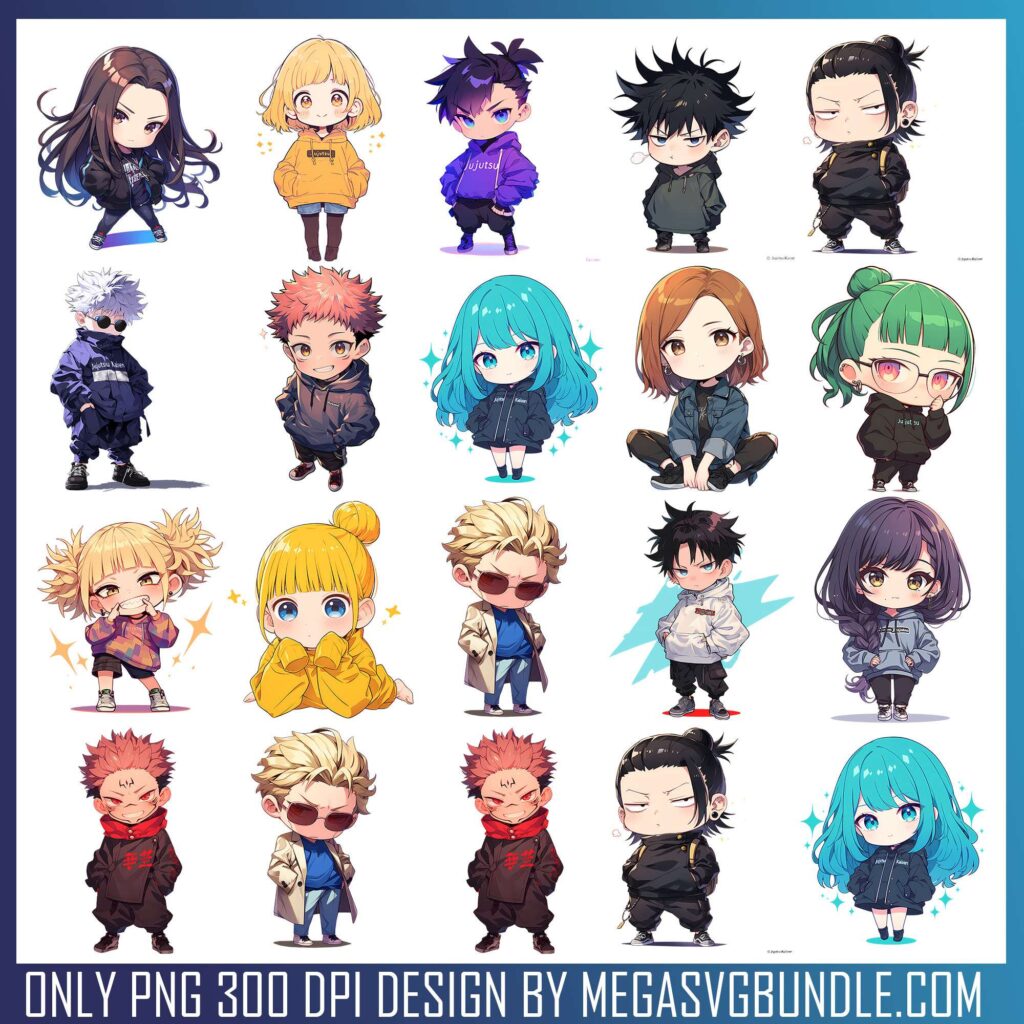 Jujutsu Kaisen chibi png bundle, chibi gojo png, jujutsu kaisen ...
