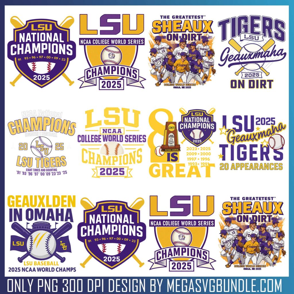LSU Baseball Tigers png bundle, LSU 2025 Champions PNG, Baseball ...