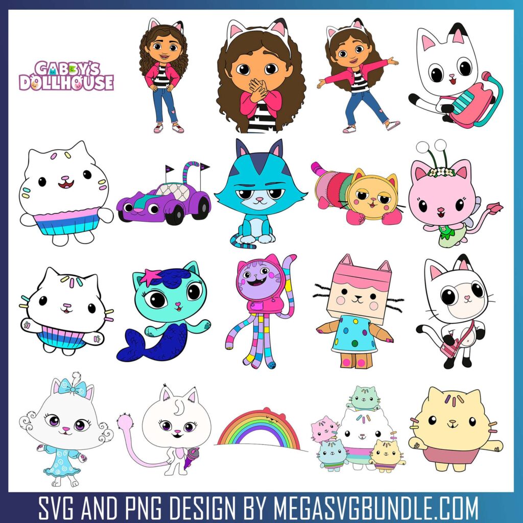 Gabbys Dollhouse svg bundle, gabby dollhouse toys svg, kids cartoon svg ...
