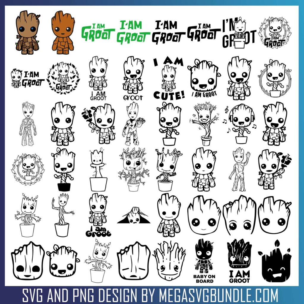 Groot chibi SVG Bundle, baby groot svg, i am groot svg - Mega SVG ...