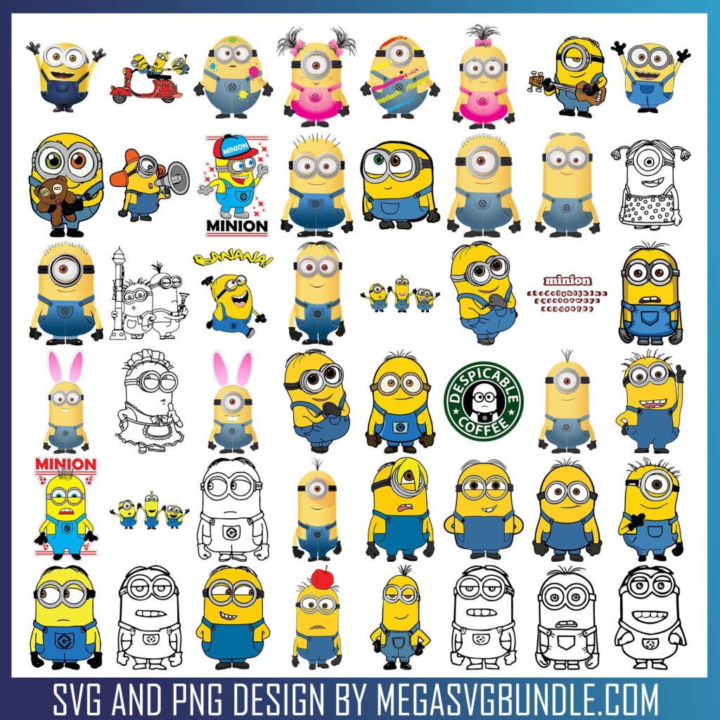 Minions cuties svg Bundle, minion costume svg, minions cast svg - Mega ...