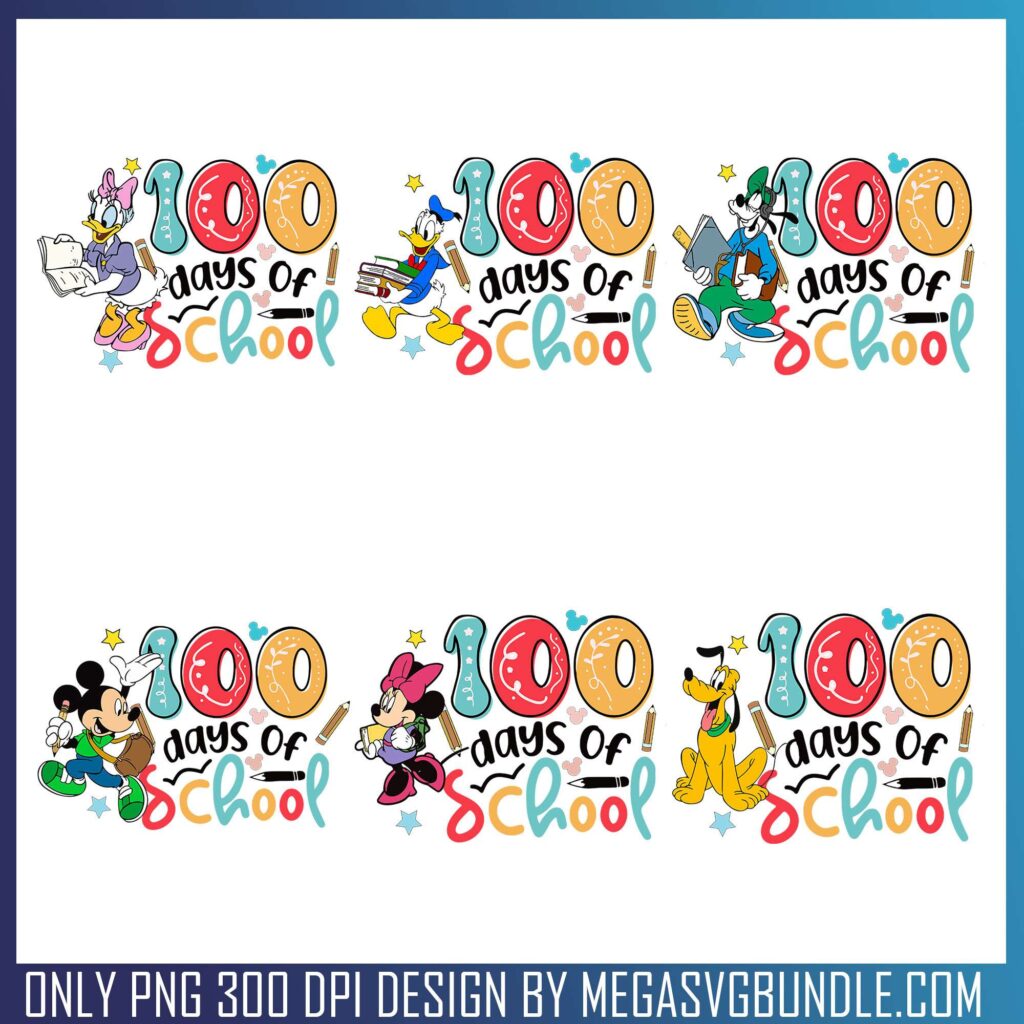 100 Days of School Mickey Png Bundle, school spirits png, mickey mouse ...