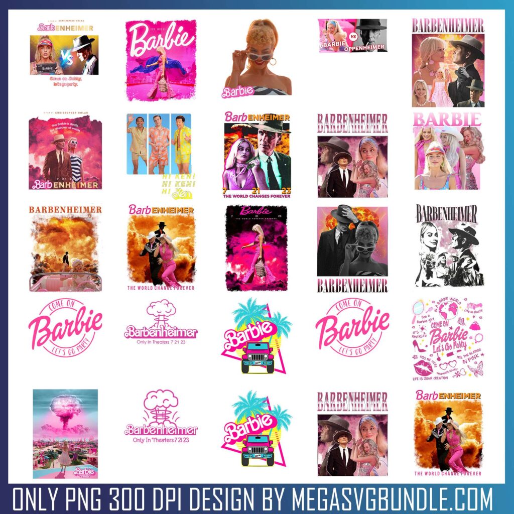 Barbenheimer collab Png Bundle, barbie movie png, oppenheimer png ...