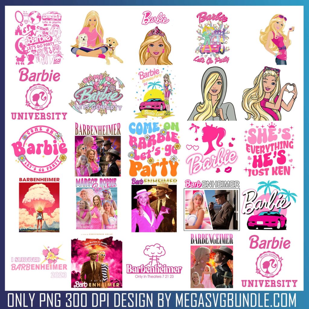 Barbenheimer design PNG Bundle, barbie png, oppenheimer movie png ...
