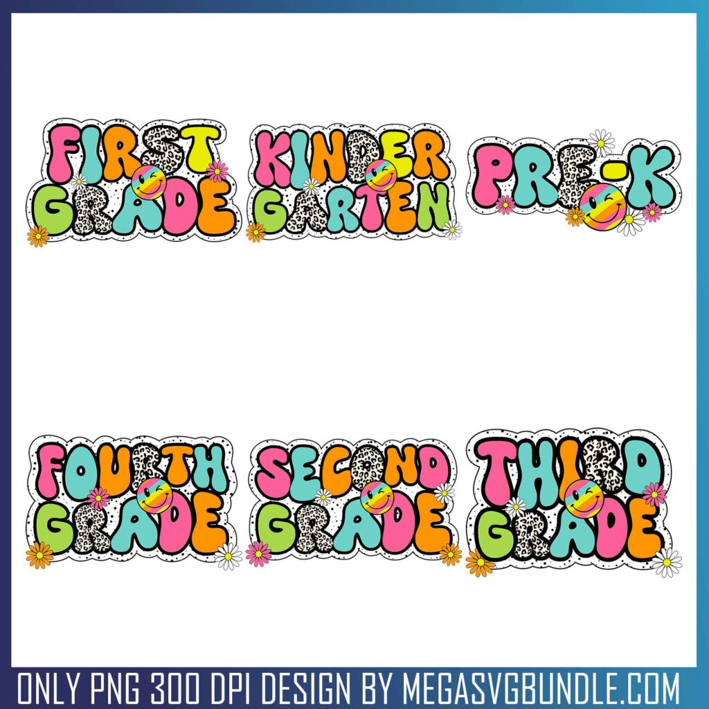 Kids School Grades PNG Bundle, 100 days of school png, school days png ...