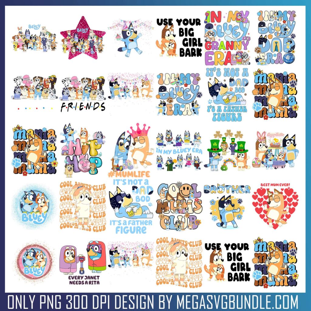 Bluey design collection png bundle, bluey and bingo png, bluey toys png ...