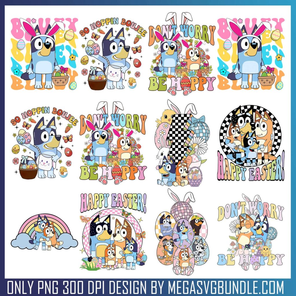Bluey Easter design PNG Bundle, bluey episodes png, easter 2025 png ...
