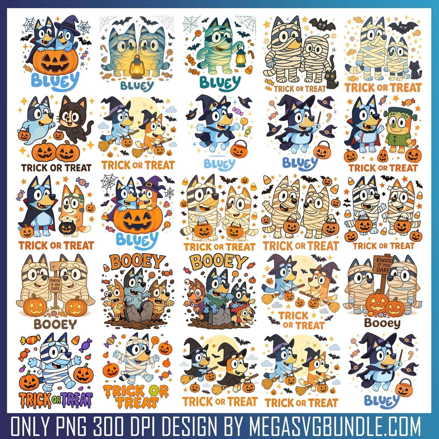 Bluey halloween designs png bundle, bluey episodes png, halloween png ...