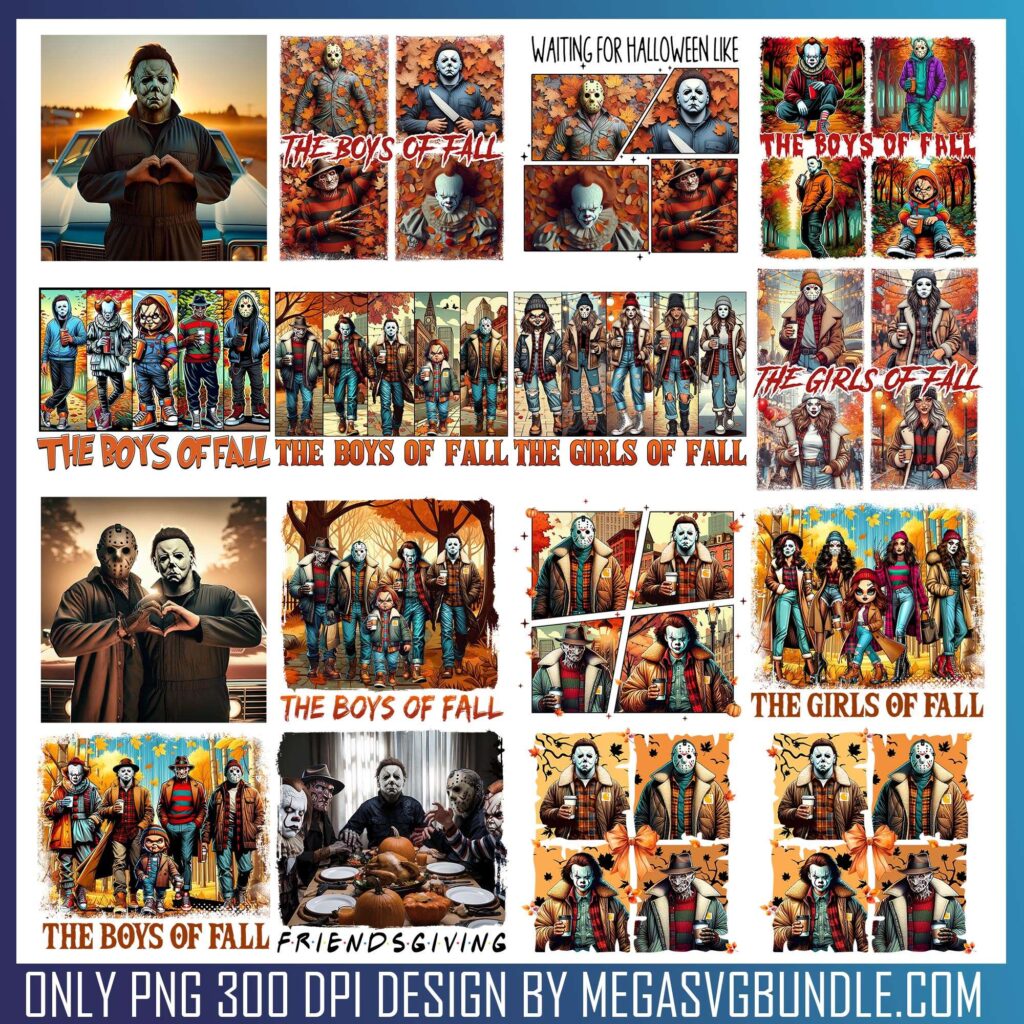 Horror fall design png bundle, halloween movies png, autumn png - Mega ...