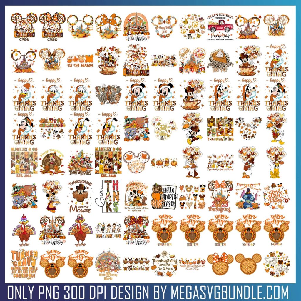 Thanksgiving with the mouse png bundle, thanksgiving png, mickey mouse ...