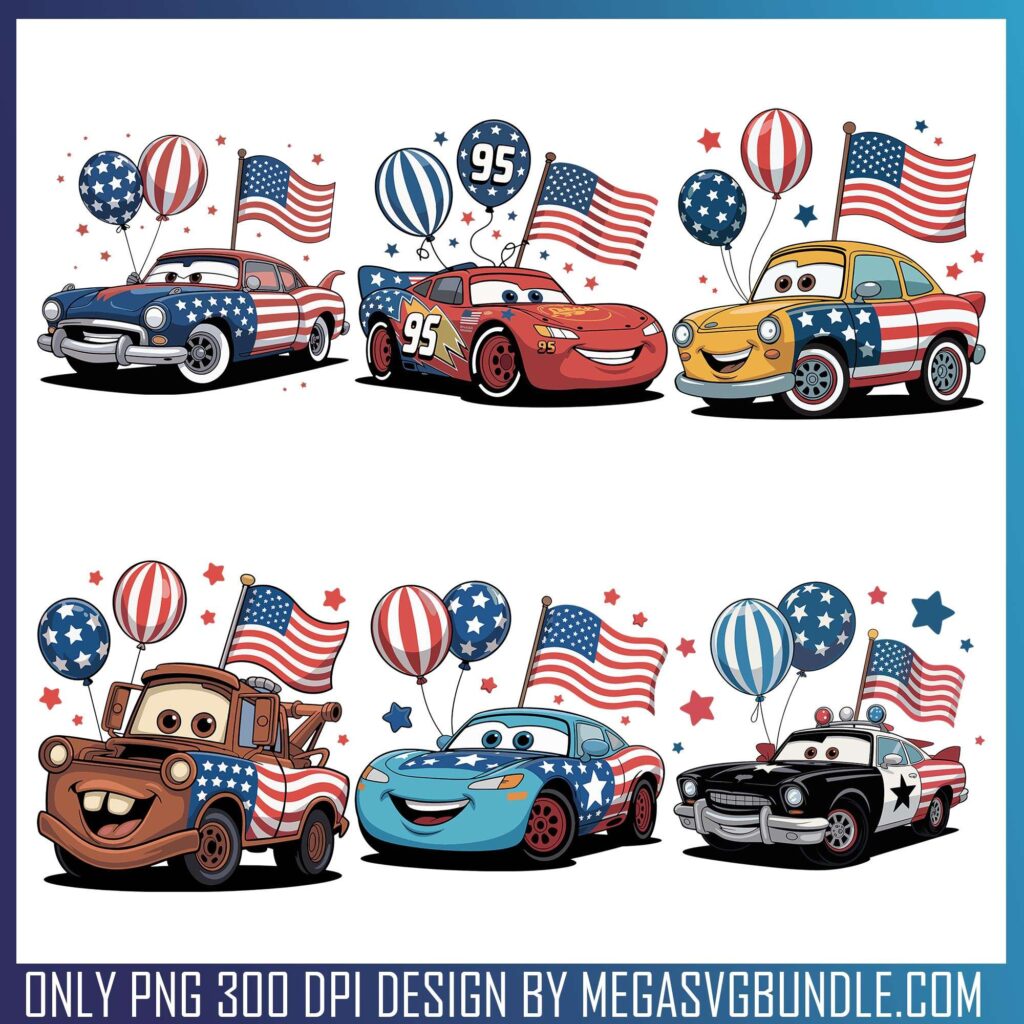 Cars 4th of july png bundle, 4th of july png, cars mcqueen png - Mega ...