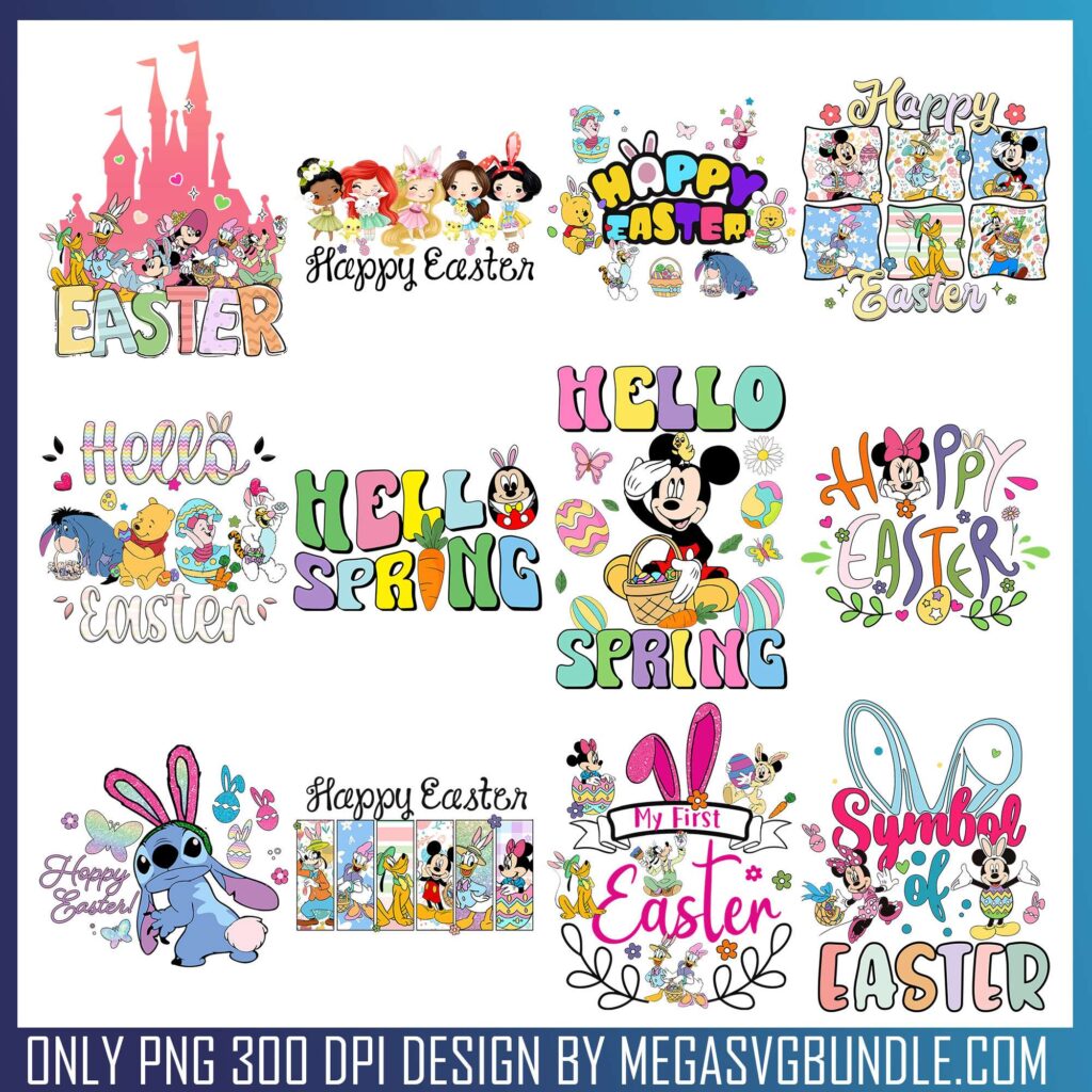 Disney Easter Images PNG Bundle, easter sunday 2025 png, walt disney ...