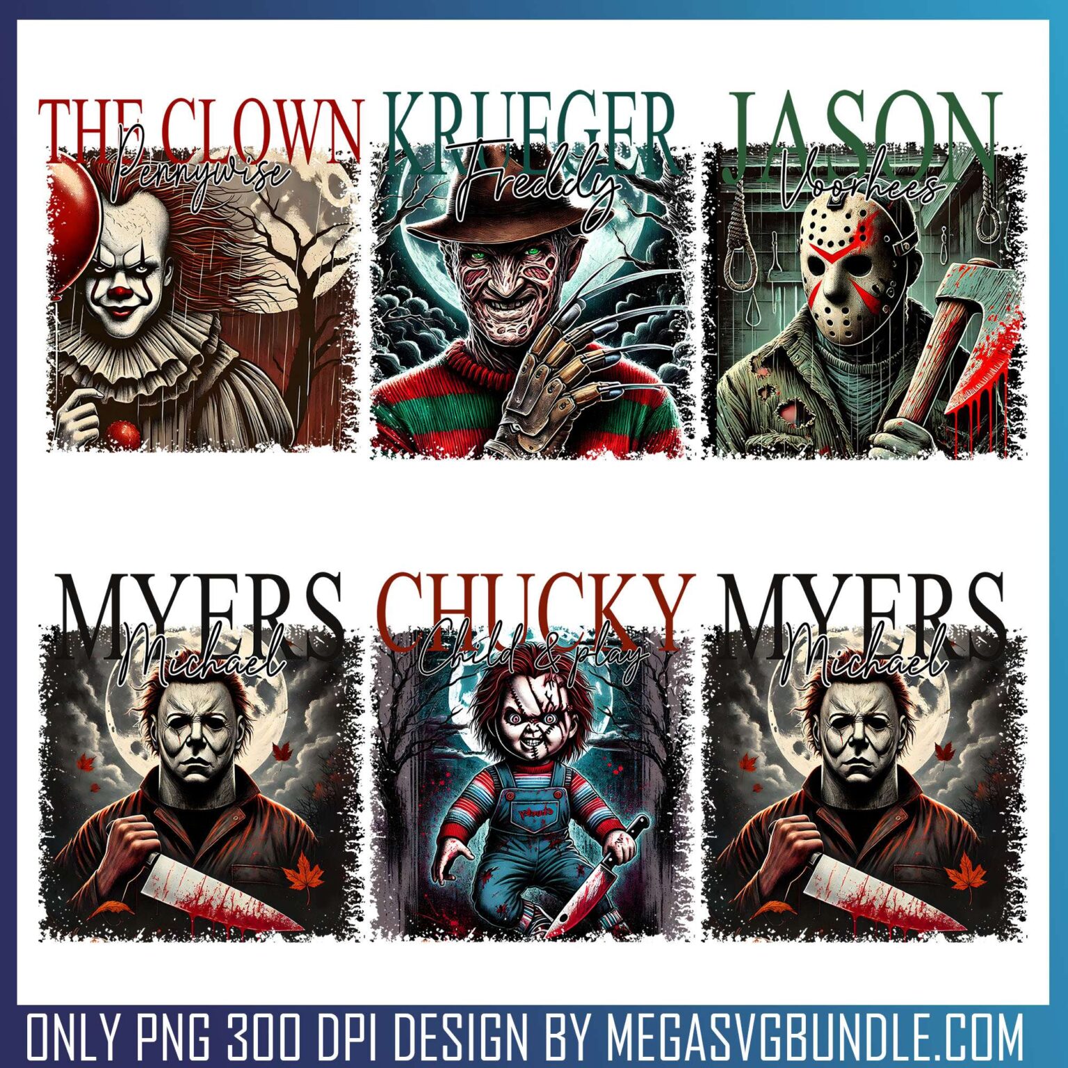 Creepy Horror Icon PNG Bundle, halloween png, horror movies png - Mega ...