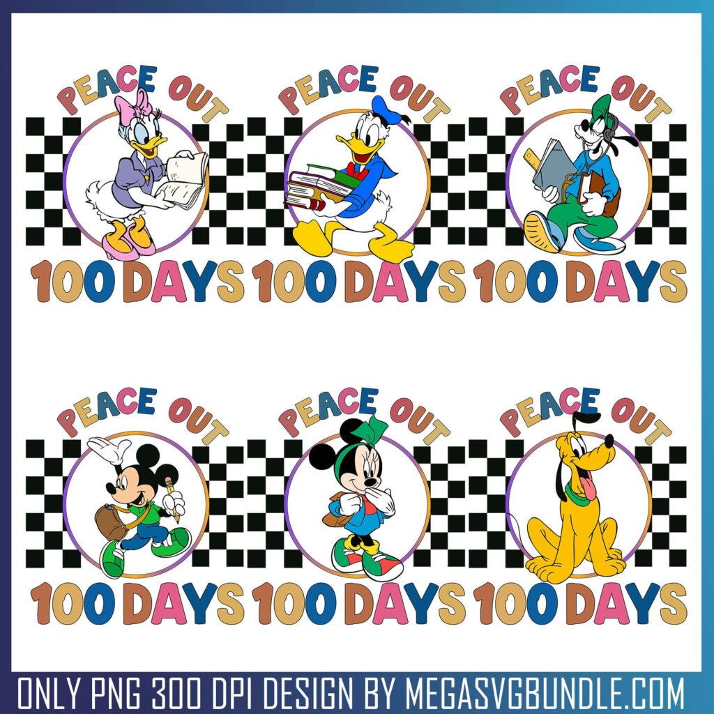 Mickey 100 days png bundle, 100 days of school ideas png, school ...