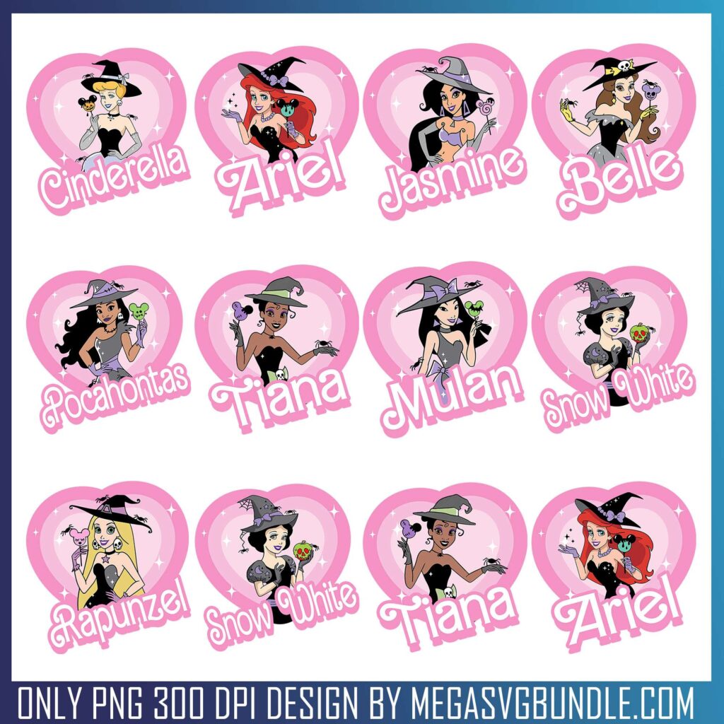 Disney Princesses Witch PNG Bundle, disney world png, disney characters ...